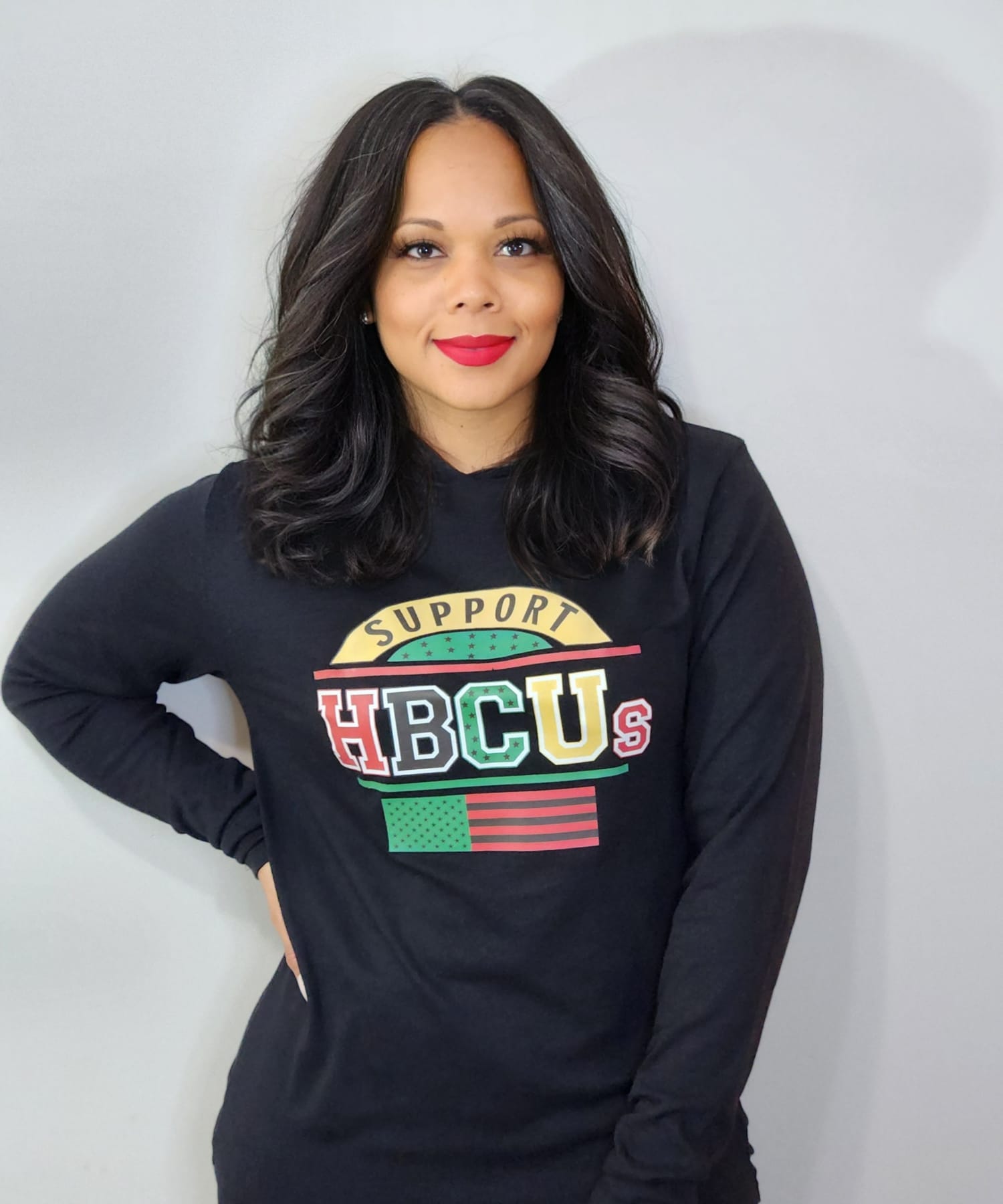 BLACK SUPPORT HBCUs LONG SLEEVE HOODIE TEE – PROUD HBCU GRAD